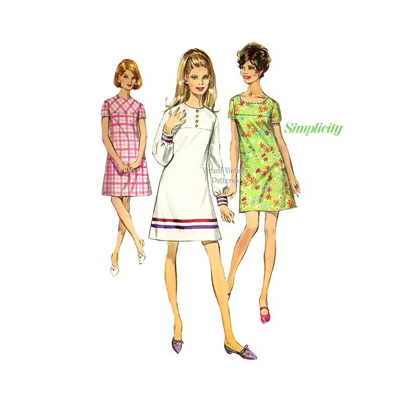 A-Line Mini Dress Pattern, Simplicity 7716 | Virtual Vintage