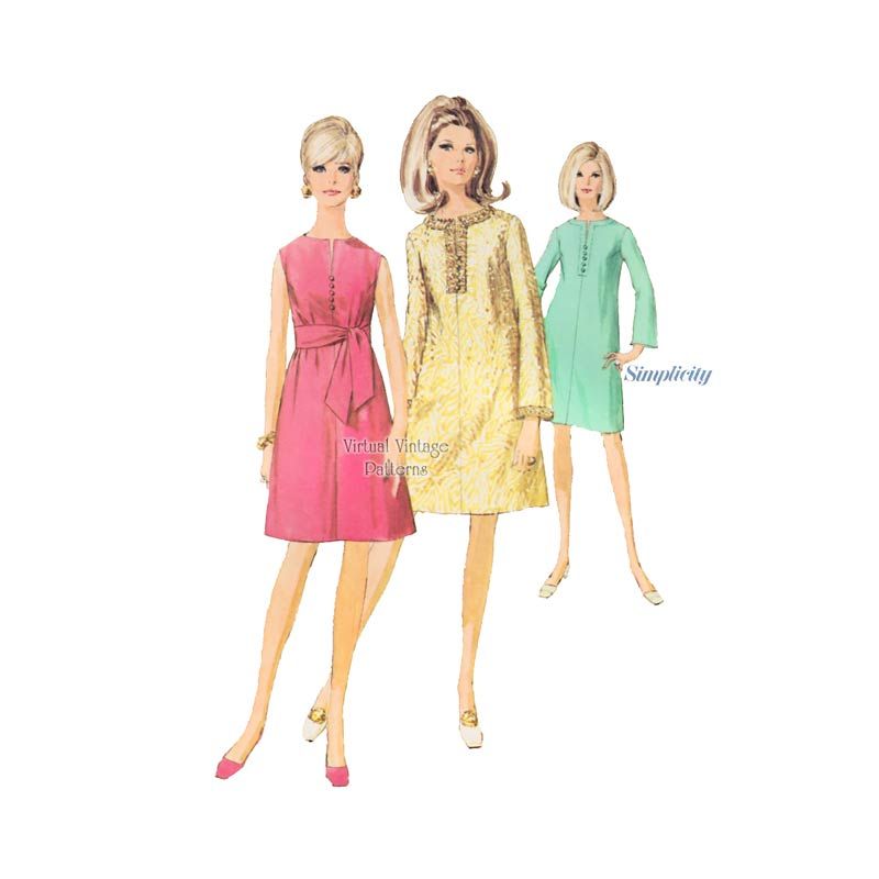 1960s Easy Mod A-line Dress Pattern, Simplicity 7381 | Virtual Vintage